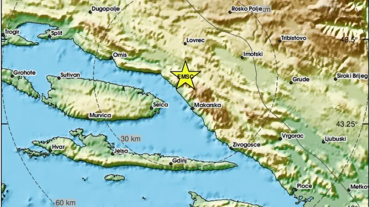 Potres kod Makarske od 2.9 stupnjeva po Richteru - Net.hr